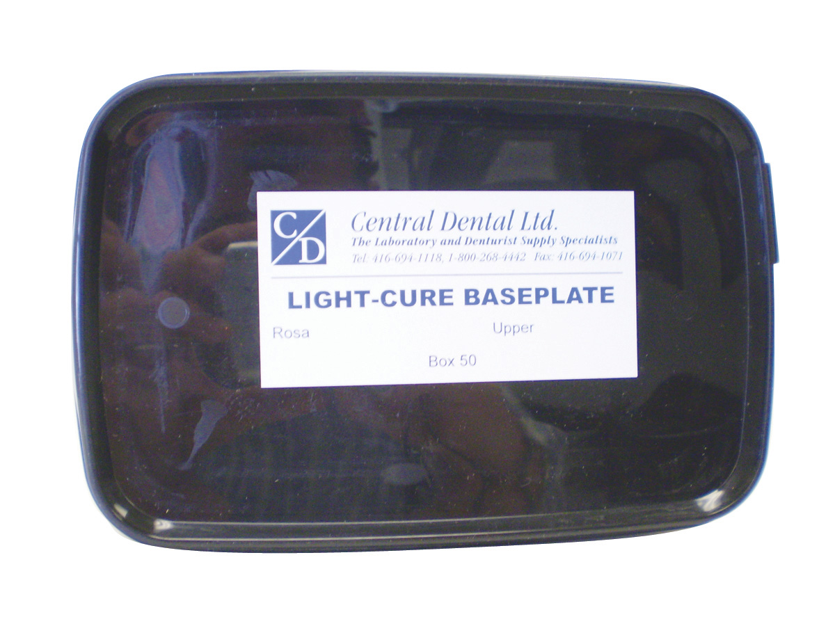 Light Cure Baseplate-Upper-Rosa Pkg(50) (1.2Mm) from Central Dental